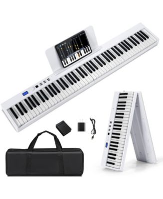 SUGIFT White 88-Key Foldable Digital Piano with MIDI and Wireless BT ...