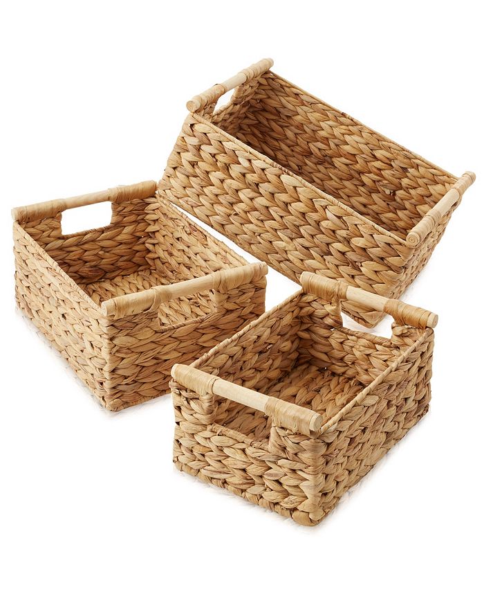 Casafield (Set of 3) Water Hyacinth Rectangular Storage Baskets with ...