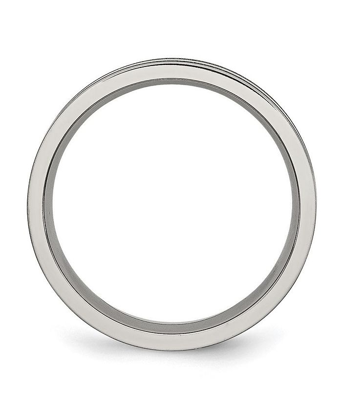 Chisel Titanium Brushed and Polished Grooved Wedding Band Ring - Macy's