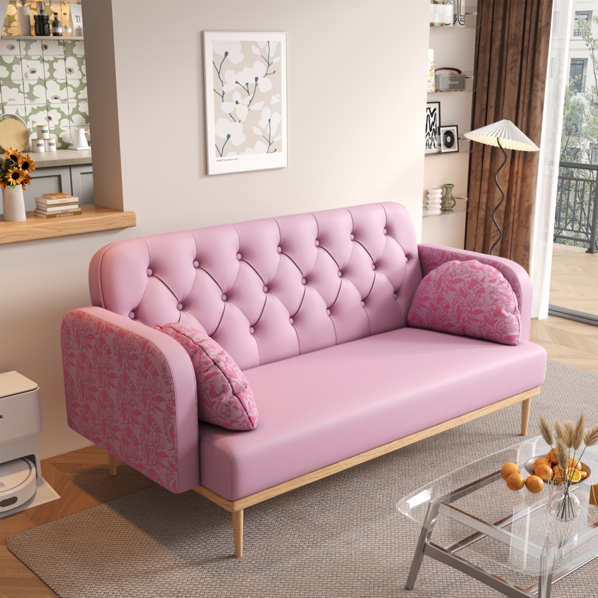 Click here for Simplie Fun Modern Loveseat Sofa with Tulip Patter... prices