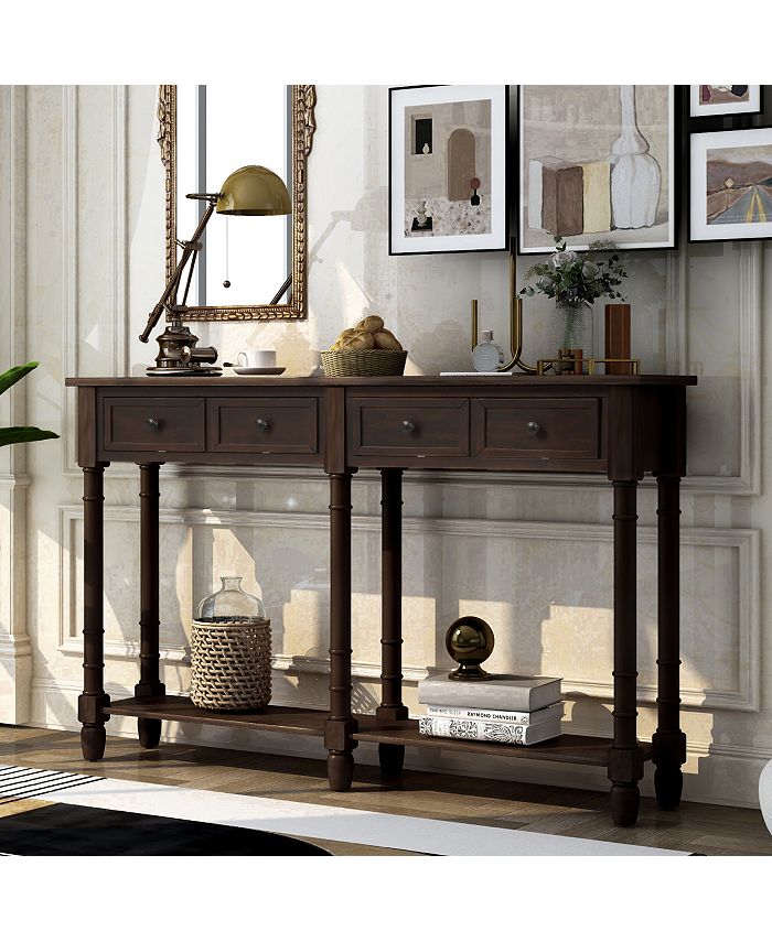 Simplie Fun Console Table Sofa Table Easy Assembly With Two Storage ...