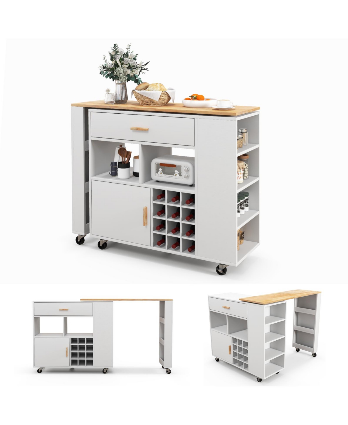 Click here for Sugift Reversible Folding Kitchen Island Cart with... prices
