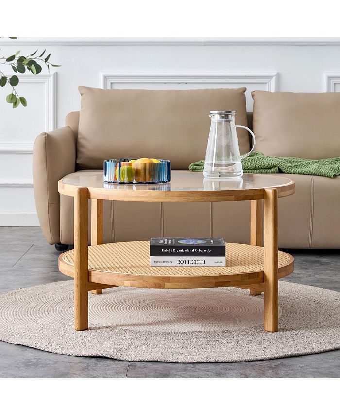 Simplie Fun Modern double-layer solid wood tea table - Macy's