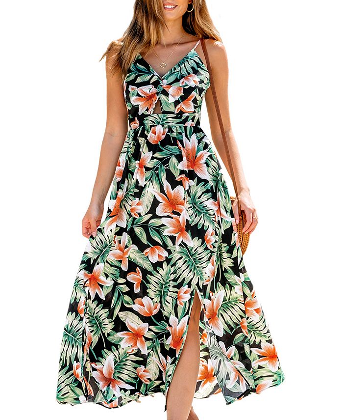 Cupshe Womens Tropical Floral Print Maxi Beach Dress Macys