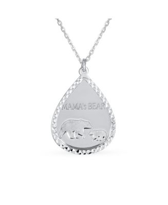 Bling Jewelry Mother Bear & Cub Dangling Diamond-Cut Bezel Teardrop ...