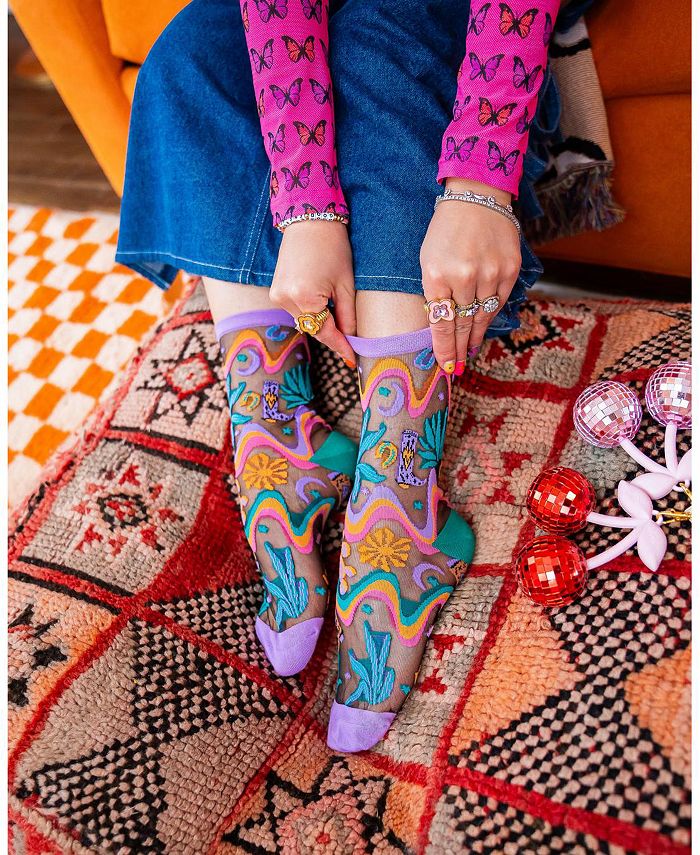 Sock Candy Women's Desert Disco Black Sheer Sock - Macy's