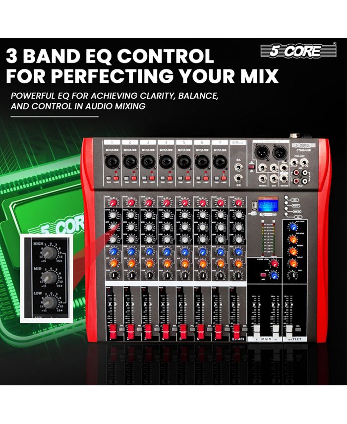 5 Core Audio Mixer 8 Channel DJ Controller Professional Sound Board ...