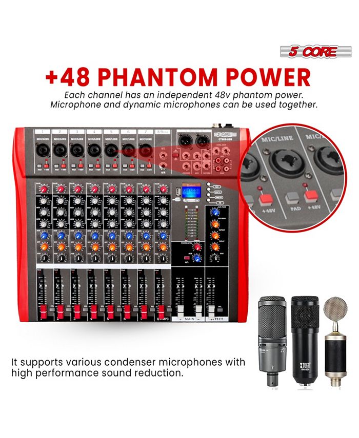5 Core Audio Mixer 8 Channel DJ Controller Professional Sound Board ...