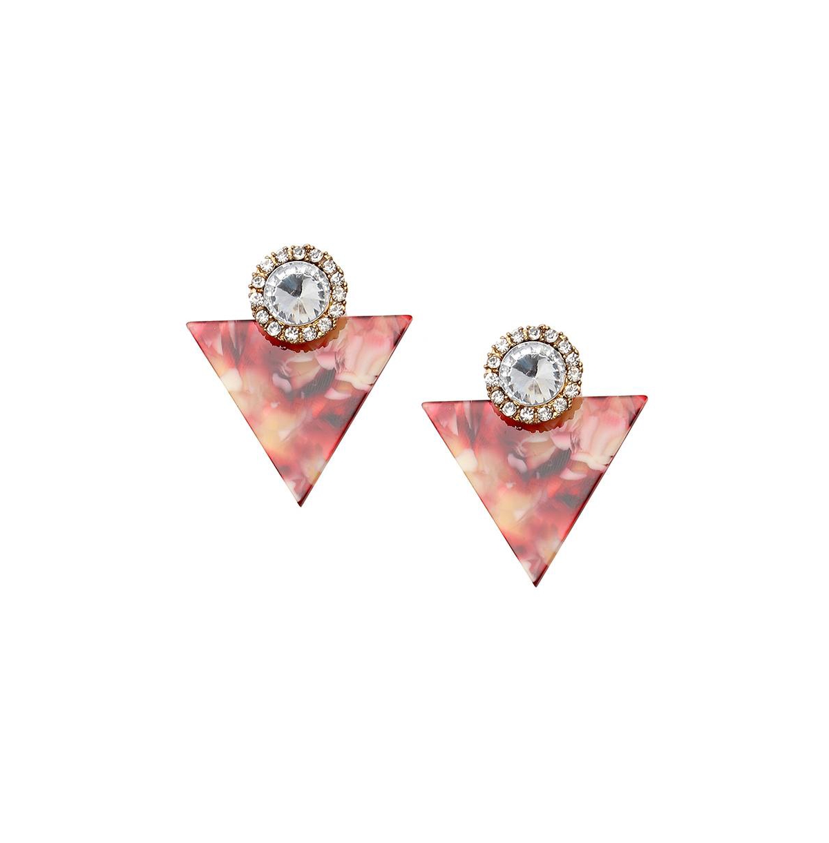 Click here for Sohi Womens Pink Triangle Drop Earrings - Red prices