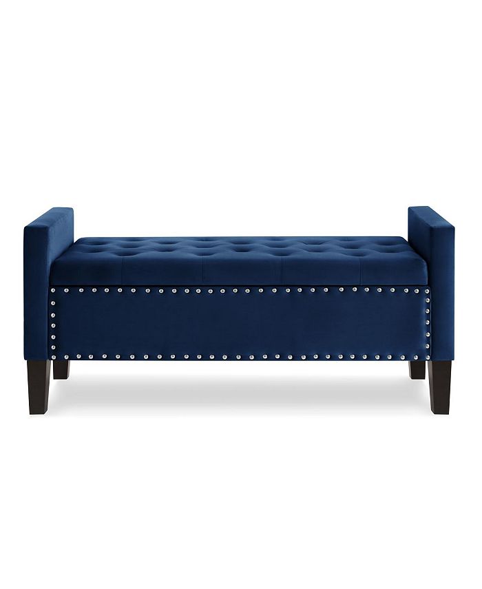 Simplie Fun Navy Storage Bench with Tufted Seat & Armrest - Macy's