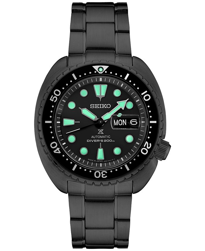 Seiko Men's Automatic Prospex Diver Black-Tone Stainless Steel Bracelet ...