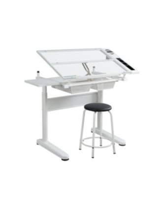 Simplie Fun Hand Crank Adjustable Drafting Table Drawing Desk With 2 ...