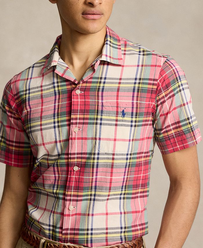 Polo Ralph Lauren Men's Classic-Fit Madras Camp Shirt - Macy's