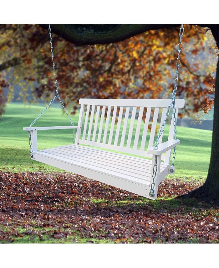 Simplie Fun Outdoor Wood Swing with Armrests, Easy Assembly - Macy's