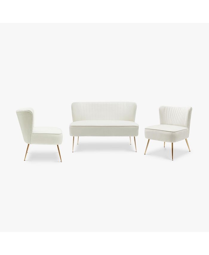 Westintrends Mid Century Modern Tufted Velvet Loveseat Sofa And 25