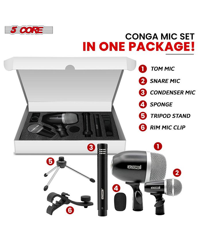 5 Core Conga Mic Cardioid Dynamic XLR Microphone For Kick Drum Snare ...