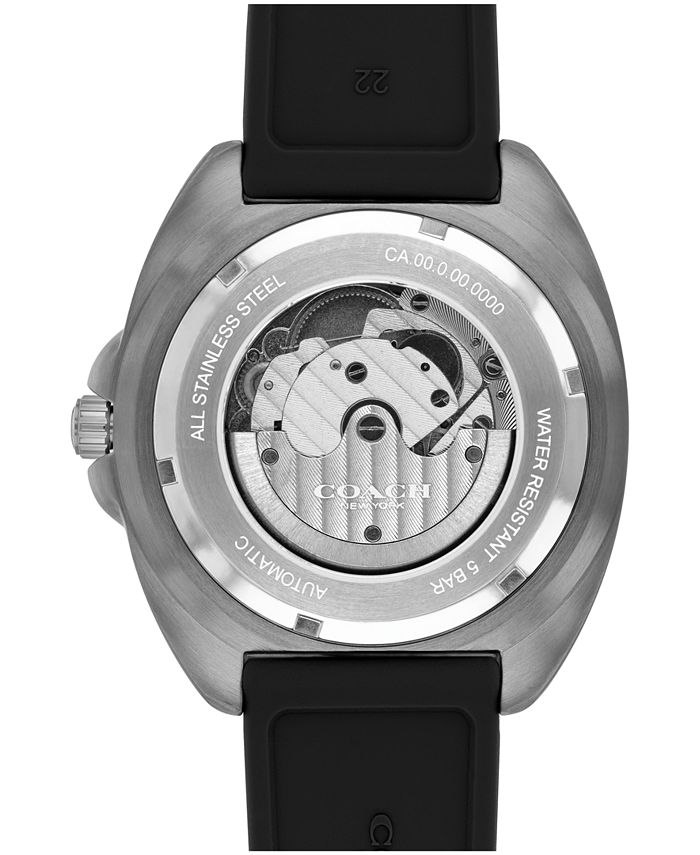 COACH Men's Charter Automatic Black Silicone Watch 44mm - Macy's