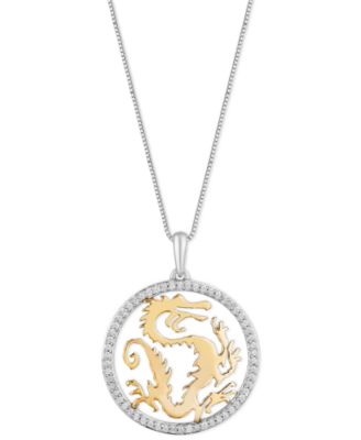 Diamond Mulan Dragon Pendant Necklace (1/6 ct. t.w.) in Sterling Silver ...