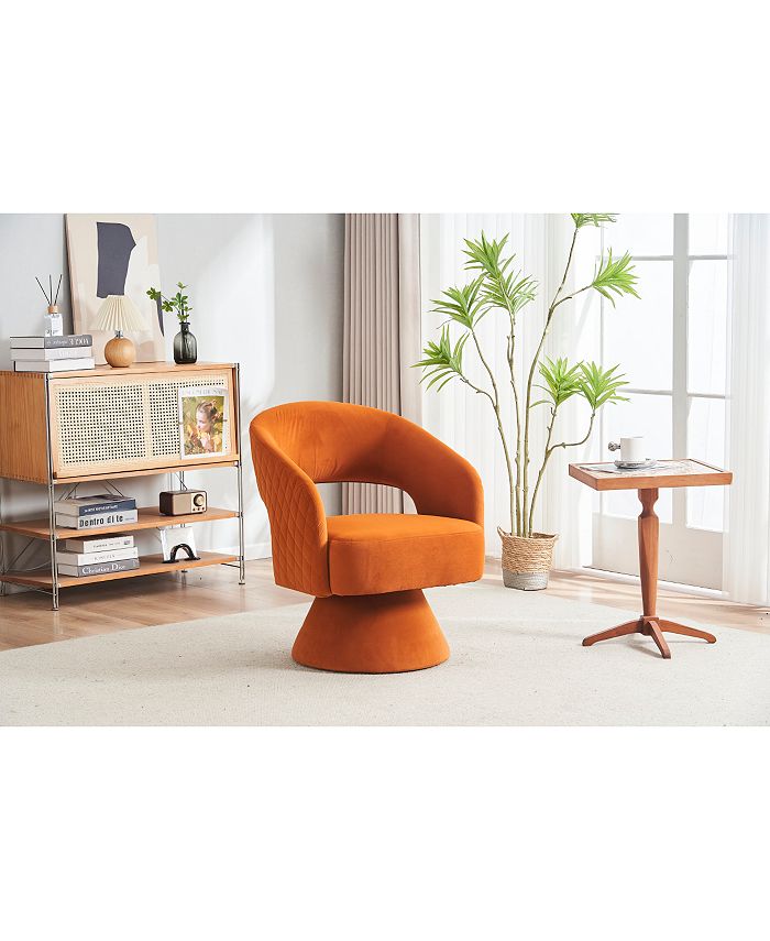 Simplie Fun Swivel Accent Chair Armchair, Round Barrel Chair In Fabric ...
