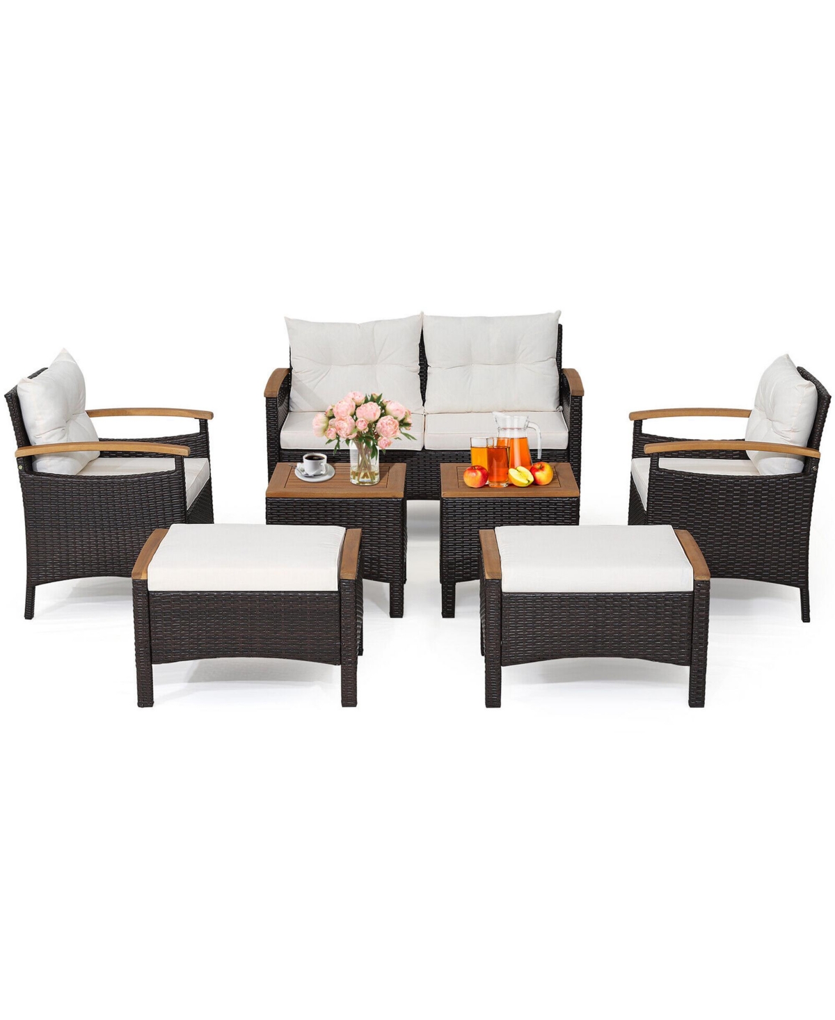 Click here for Gymax 7PCS Rattan Patio Conversation Furniture Set... prices