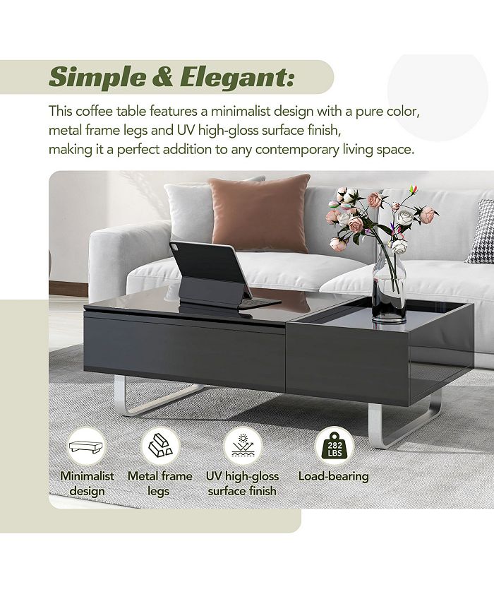 Simplie Fun Versatile Coffee Table with Lifted Top & Metal Legs - Macy's