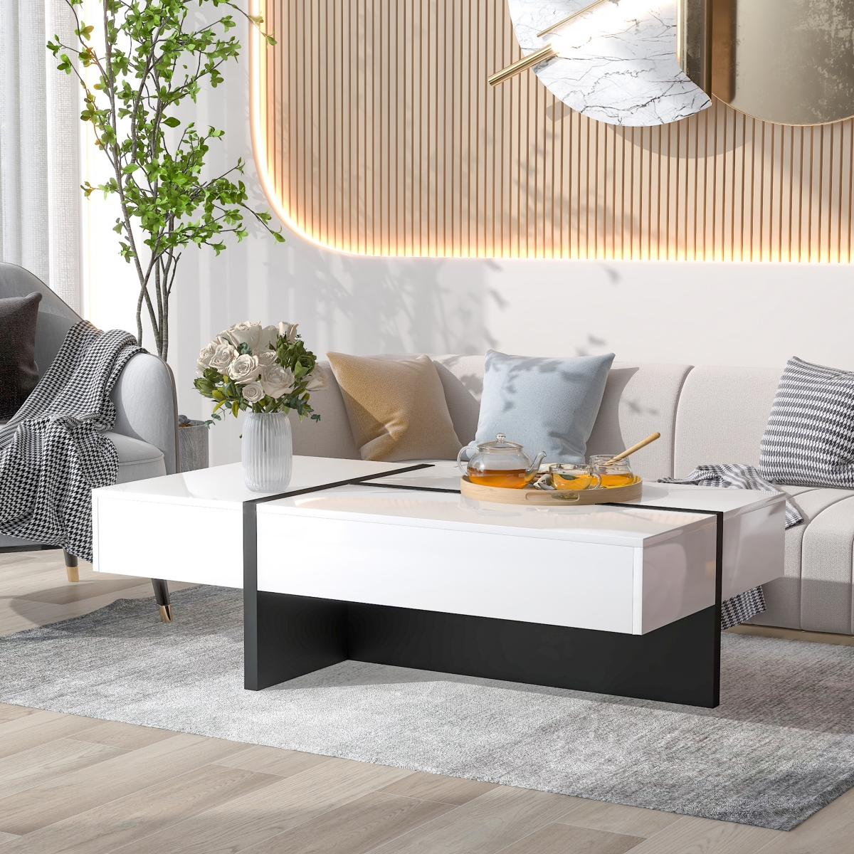 Click here for Streamdale Modern High Gloss Cocktail Table - 45.2... prices