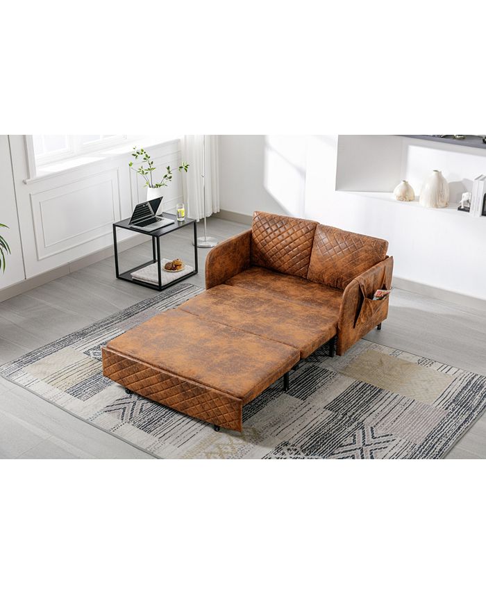 Simplie Fun Convertible Sleeper Sofa Bed, Modern Velvet Loveseat Couch ...