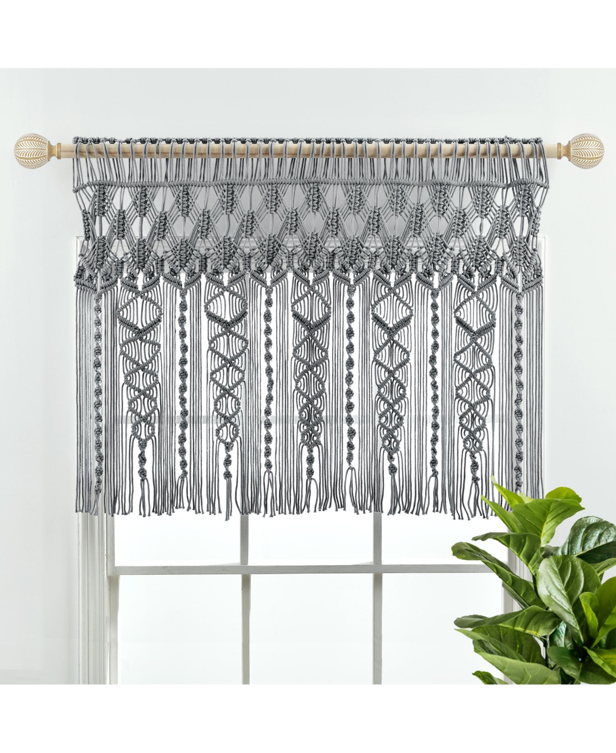 Click here for Lush Decor Boho Macrame Textured Cotton Valance/Ki... prices