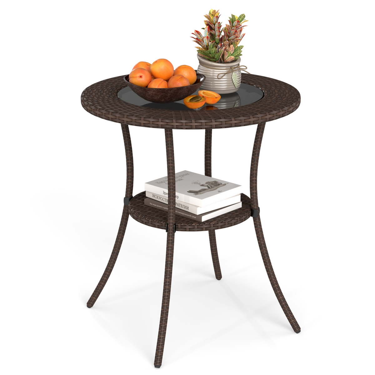 Click here for Gymax 25.5 Pe Wicker Patio Bistro Table Round Coff... prices