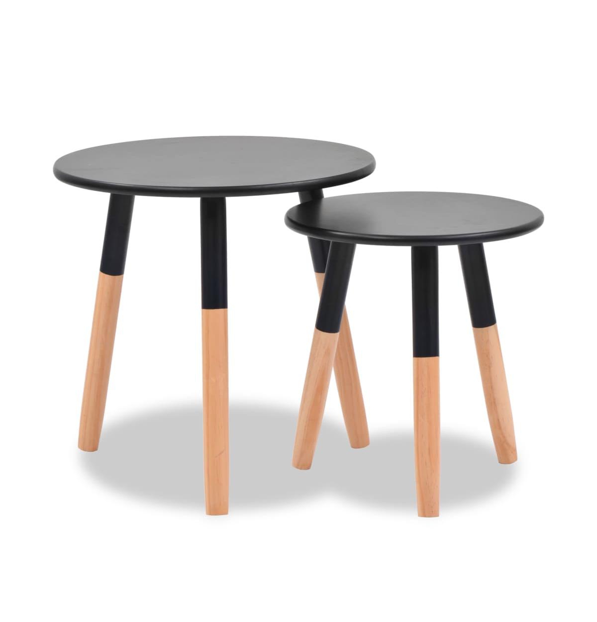 Click here for vidaXL Side Table Set 2 Pieces Solid Pinewood Blac... prices