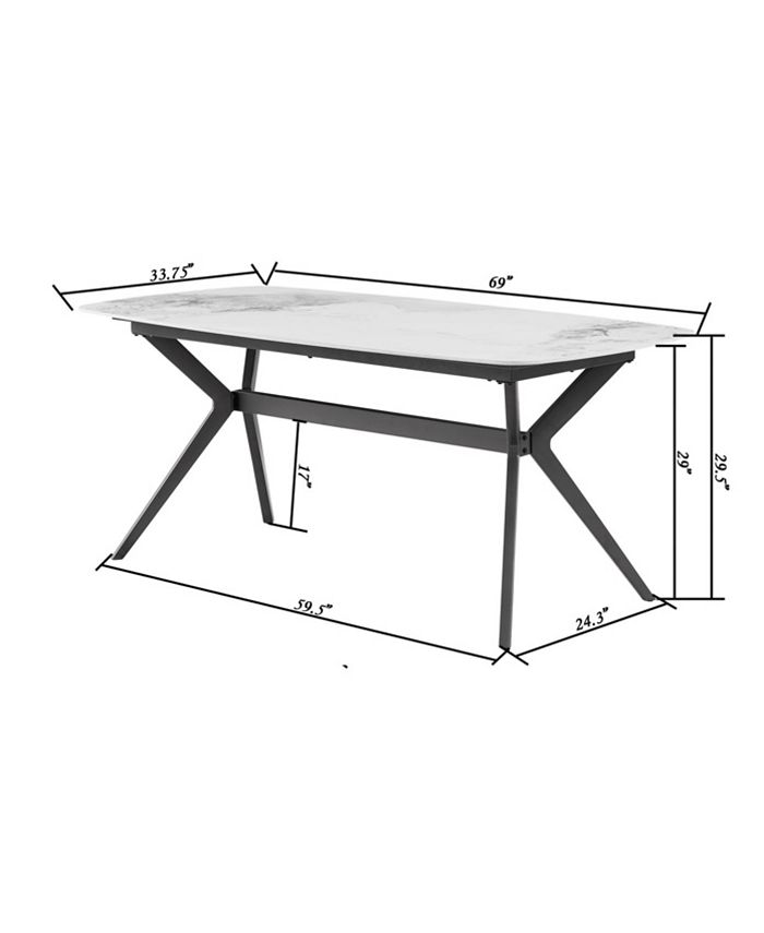 Simplie Fun Modern Horse Belly Shape Dining Table With Metal Base - Macy's