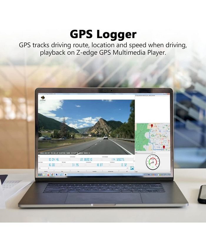 Z-EDGE 2K 2560x1440 Dual Lens Dash Cam, Front and Rear Dash Camera with ...