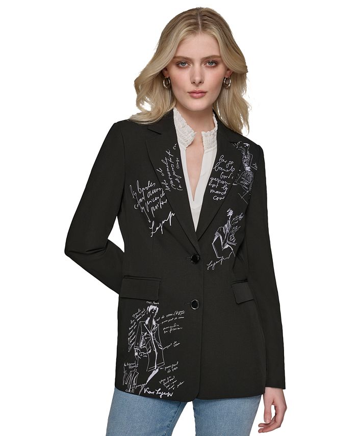 KARL LAGERFELD PARIS Women's Signature Script Blazer - Macy's