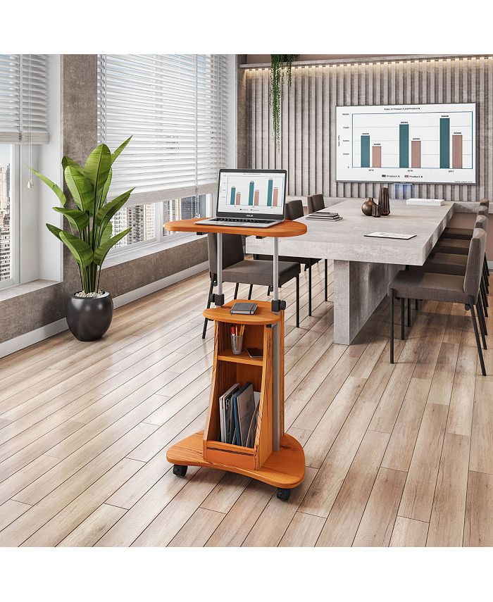 Simplie Fun Sit-To-Stand Rolling Adjustable Height Laptop Cart With ...