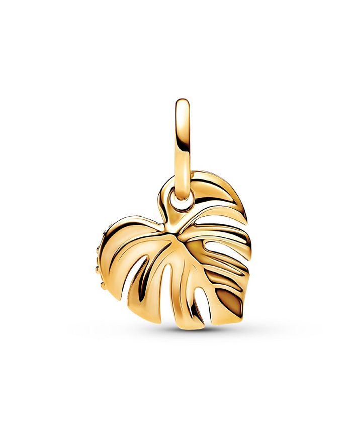 Pandora 14K Gold-Plated Sparkling Monstera Leaf Dangle Charm - Macy's