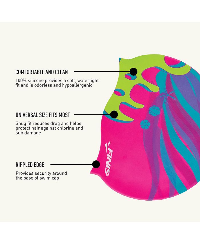 FINIS Girls Mermaid Silicone Cap - Fun Swim Cap with a Universal Fit ...
