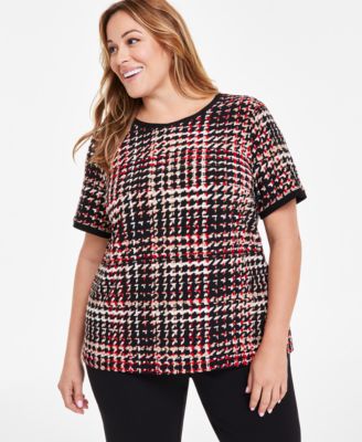 Anne Klein Plus Size Button-Back Short-Sleeve Top - Macy's