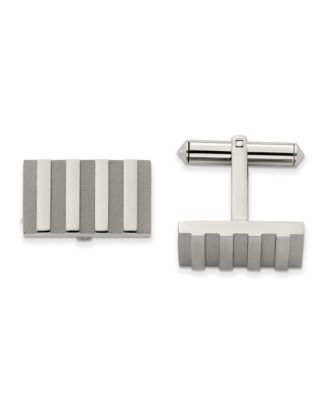 Chisel Titanium Brushed and Polished Stripes Cufflinks - Macy's