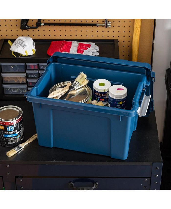 IRIS USA 5 Gallon Lockable Storage Totes with Lids, 6 Pack, Navy, Heavy ...