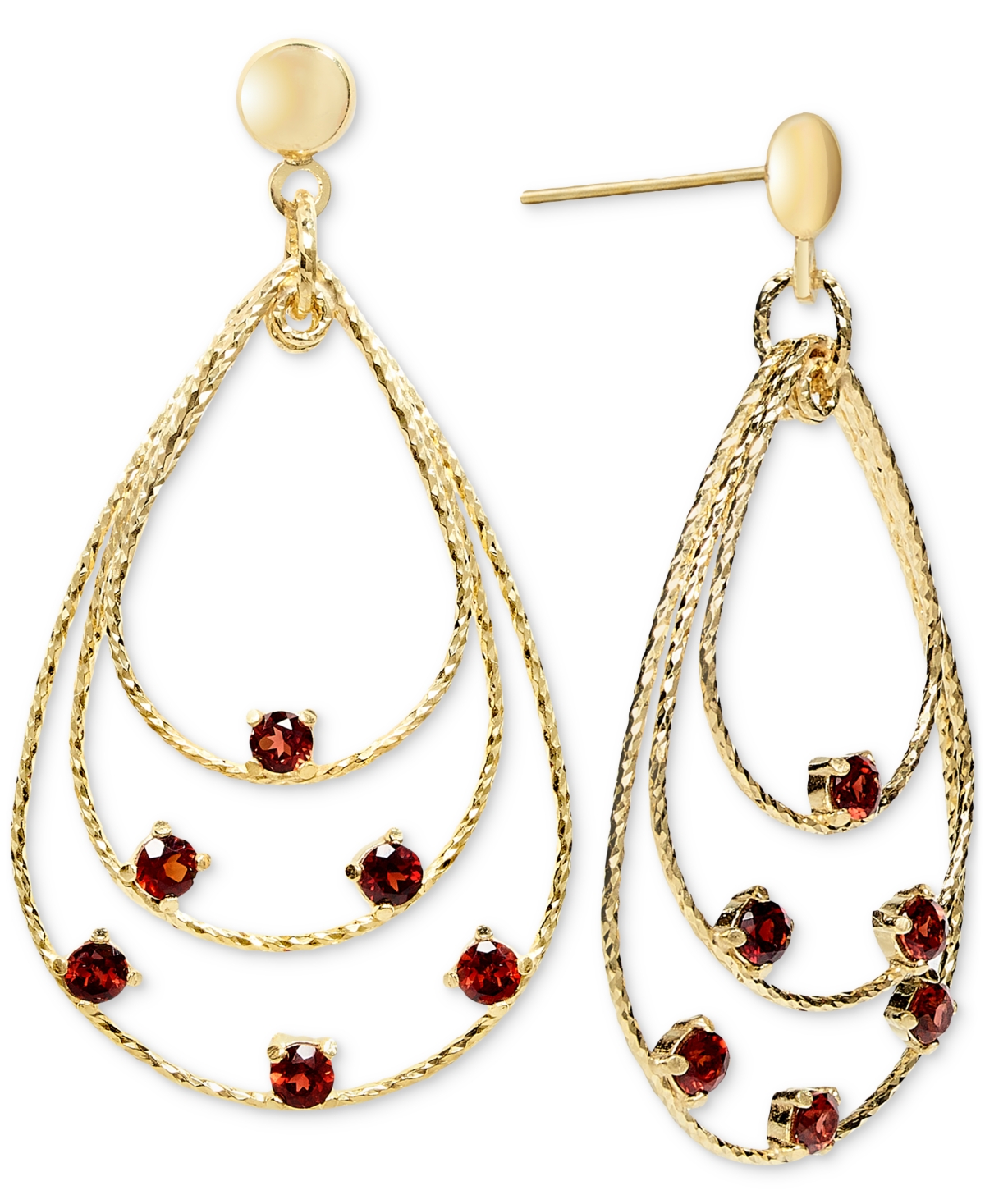 Click here for Rhodolite Garnet Triple Teardrop Drop Earrings (1-... prices