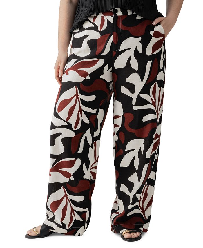 Sanctuary Women's The Soft Linen-Blend Printed High Rise Pants - Macy's