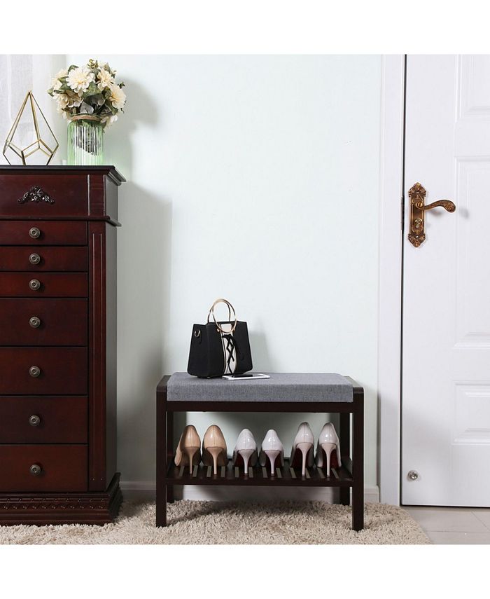 Slickblue Wicker Padded Seat Shoe Rack Shoe Bench - Macy's