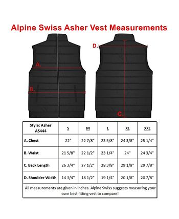 Alpine Swiss Men's Lightweight Down Alternative Puffer Vest Sleeveless ...