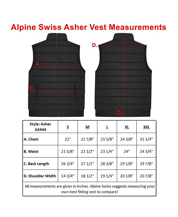 Alpine Swiss Men's Lightweight Down Alternative Puffer Vest Sleeveless ...