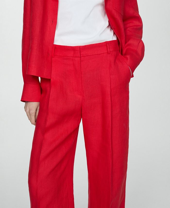 MANGO Women's Straight Linen-Blend Pants - Macy's