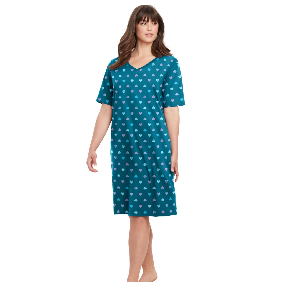 Click here for Dreams & Co. Womens Print Sleepshirt - Deep teal h... prices