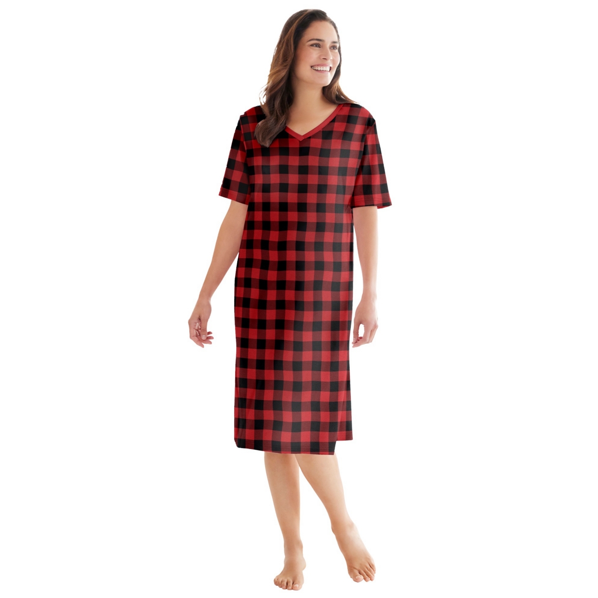 Click here for Dreams & Co. Womens Print Sleepshirt - Red buffalo... prices