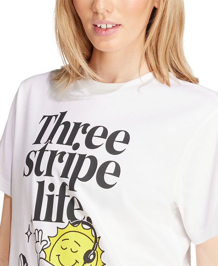 adidas Women's Three-Stripe Life Graphic-Print T-Shirt - Macy's