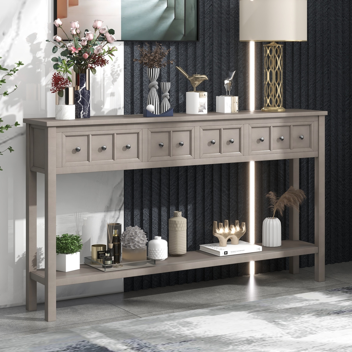 Click here for Streamdale Rustic 60" Entryway Sofa Table wit... prices