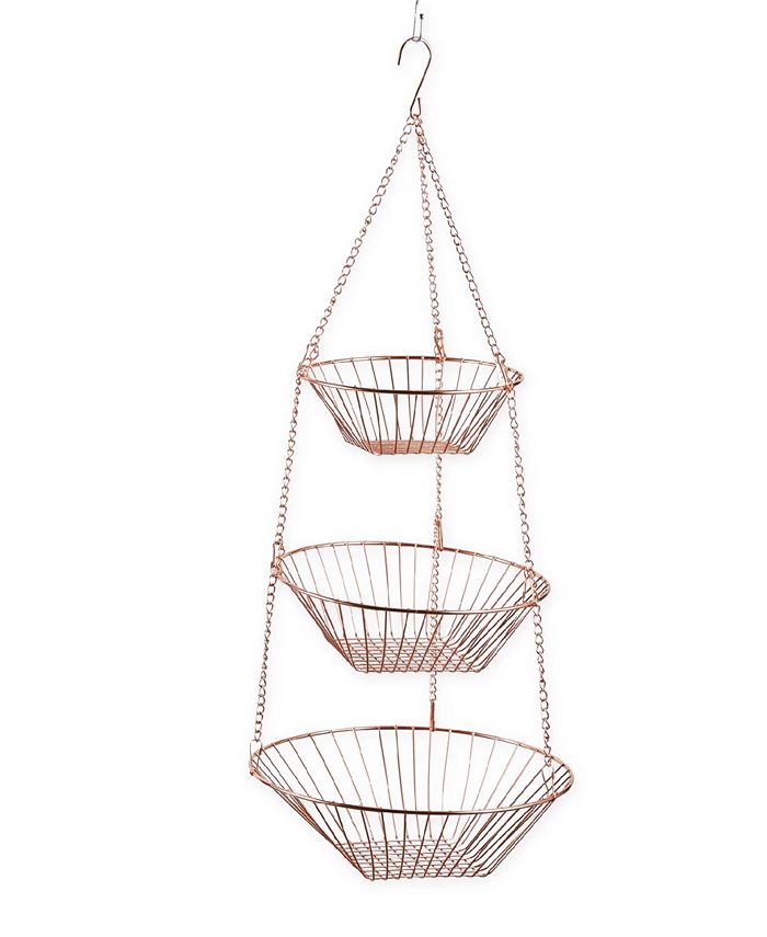 RSVP International Woven Wire 3 Tier Copper Hanging Basket - Macy's